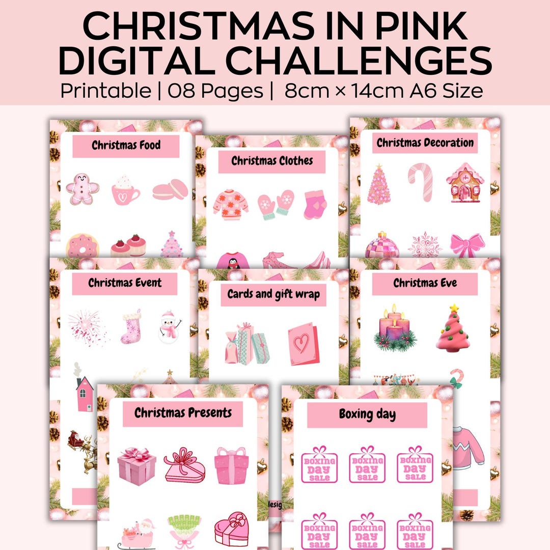 Christmas in Pink Digital Challenges, Budgeting Cash Stuffing ...