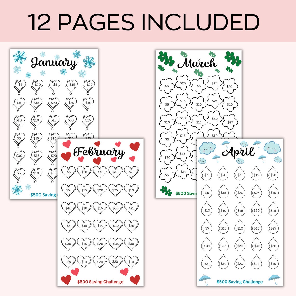 A6 Monthly Savings Challenge Printable, Mini Savings Challenge Bundle ...