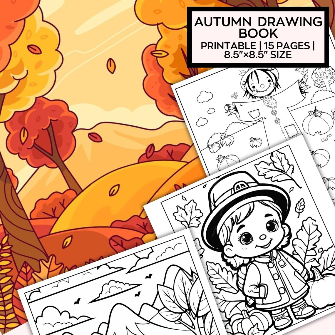 Autumn Coloring Pages for Kids, Pumpkin Coloring Pages, Preschoolers ...