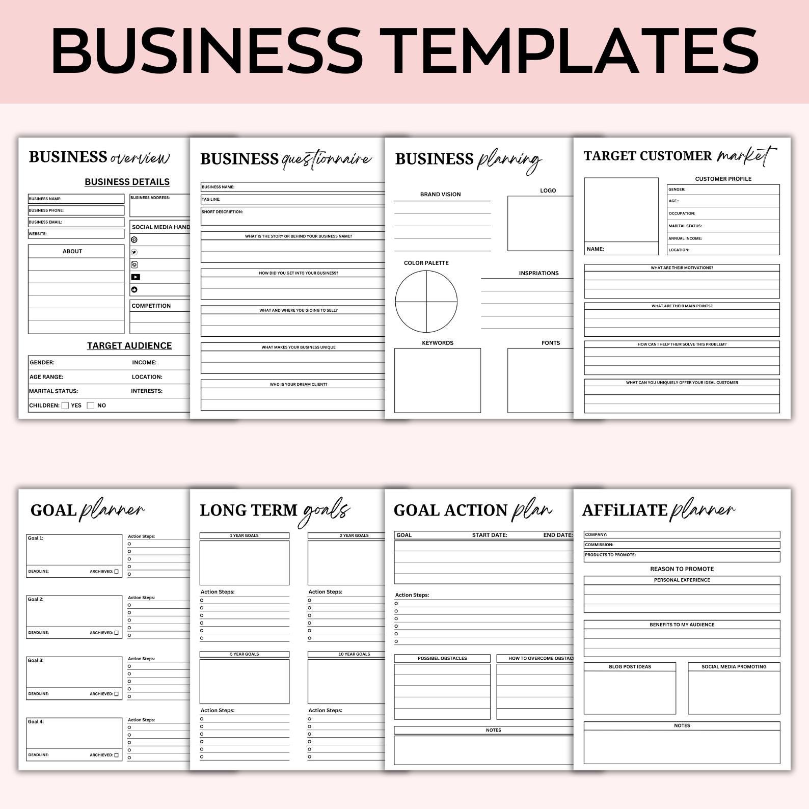 Printable Business Planner Bundle Business Workbook for Business Plan ...
