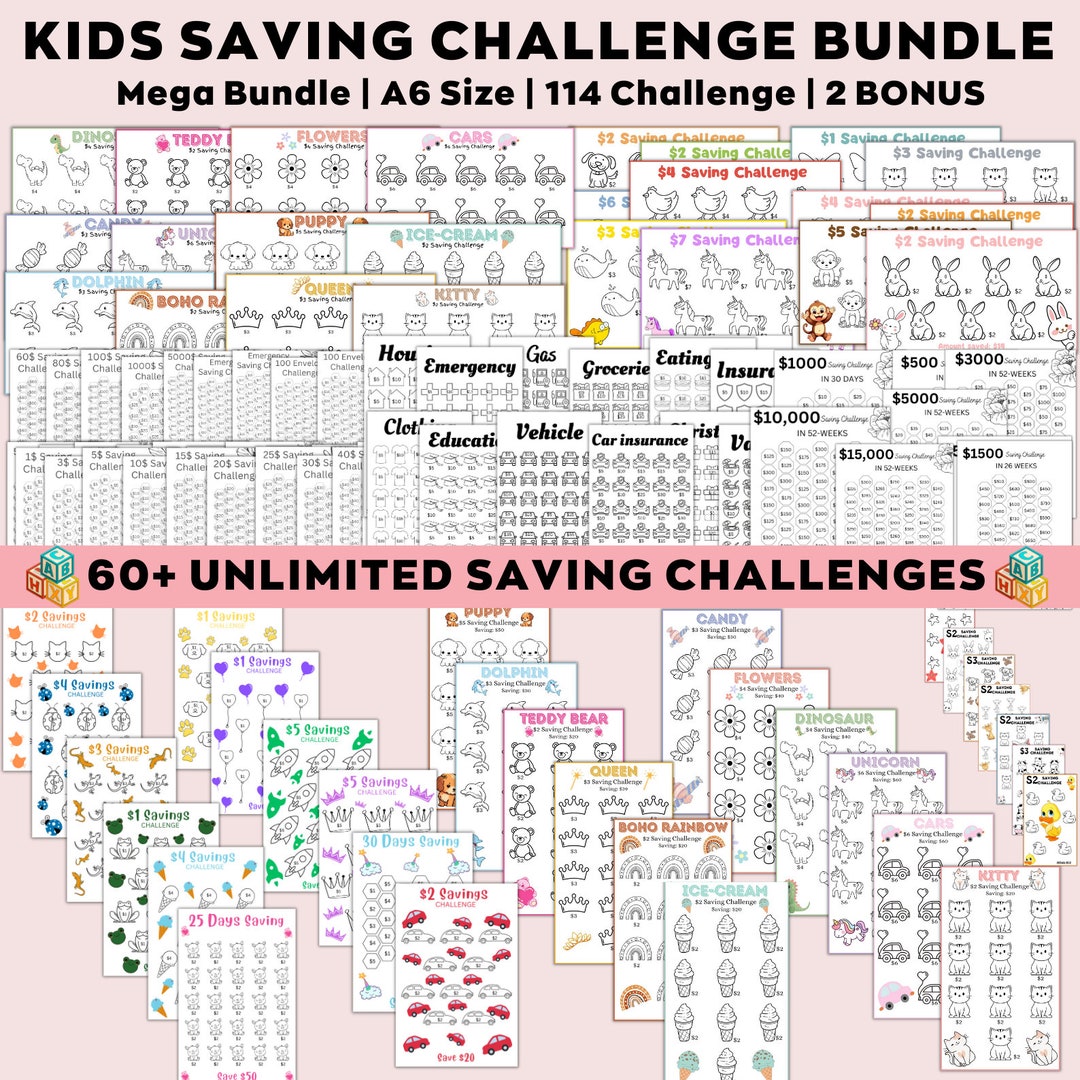 Ultimate Kids Savings Challenge Bundle, Mega A6 Flower Savings ...