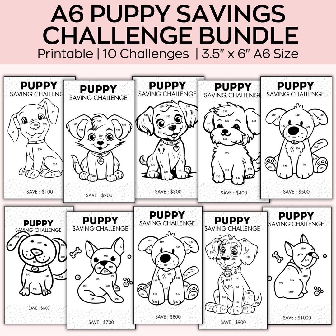 A6 Cute Dogs Cash Tracker Monthly Savings, Money Savings Challenge ...