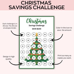Christmas Savings Challenge Printable, Mini A6 Christmas Saving, Game ...