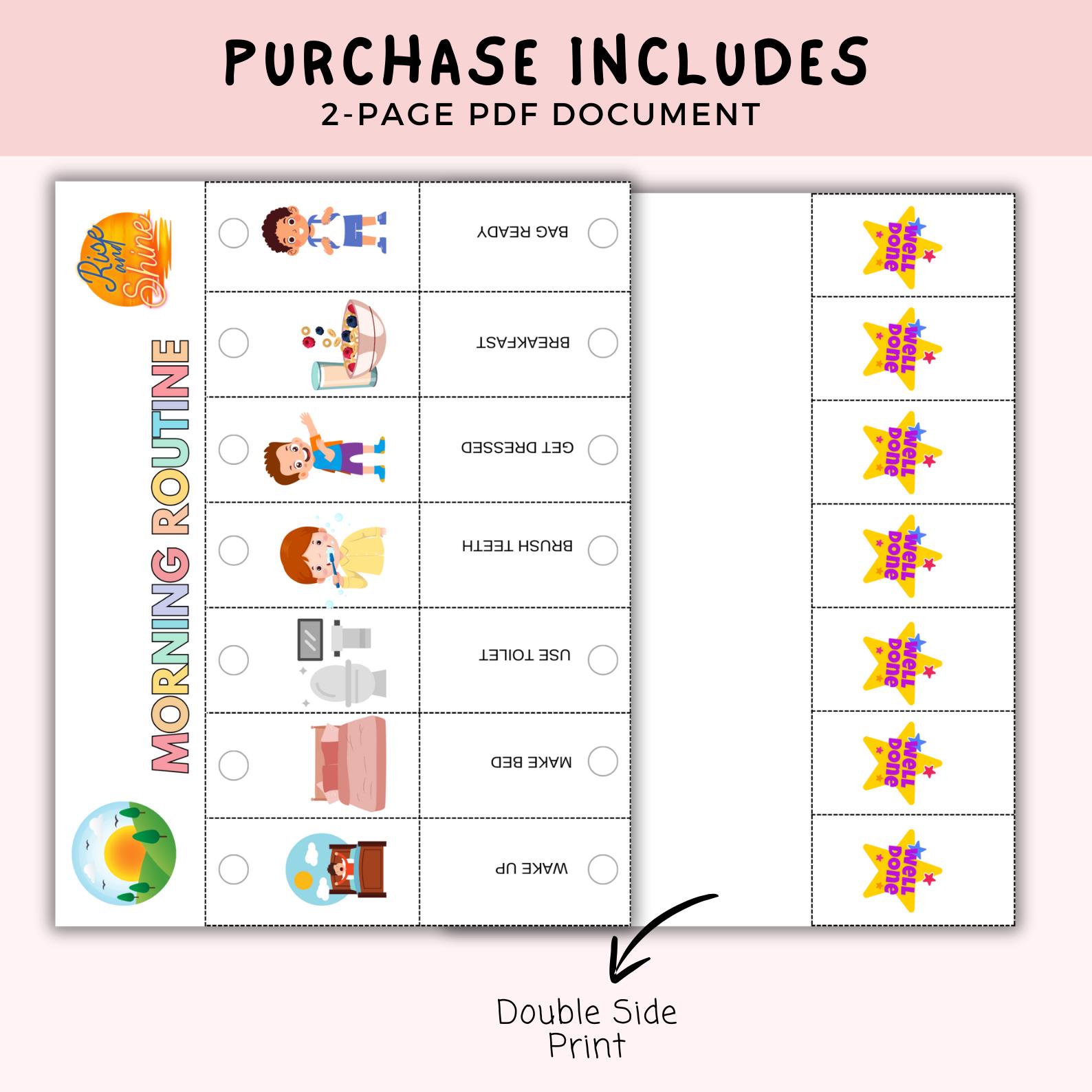 Morning Routine Chart Printable, Flip Chart, Morning Routine Flip Chart ...