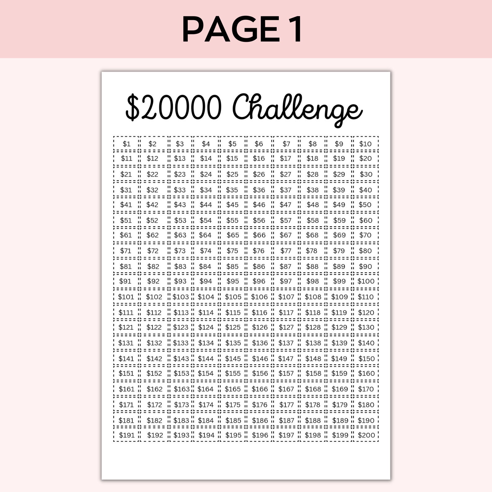 20K, 40k Money Saving Challenge Printable, 20000,40000 Couple Savings ...