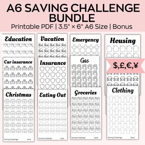 Savings Challenge Printable, Customized Savings Challenge Bundle, A6 ...