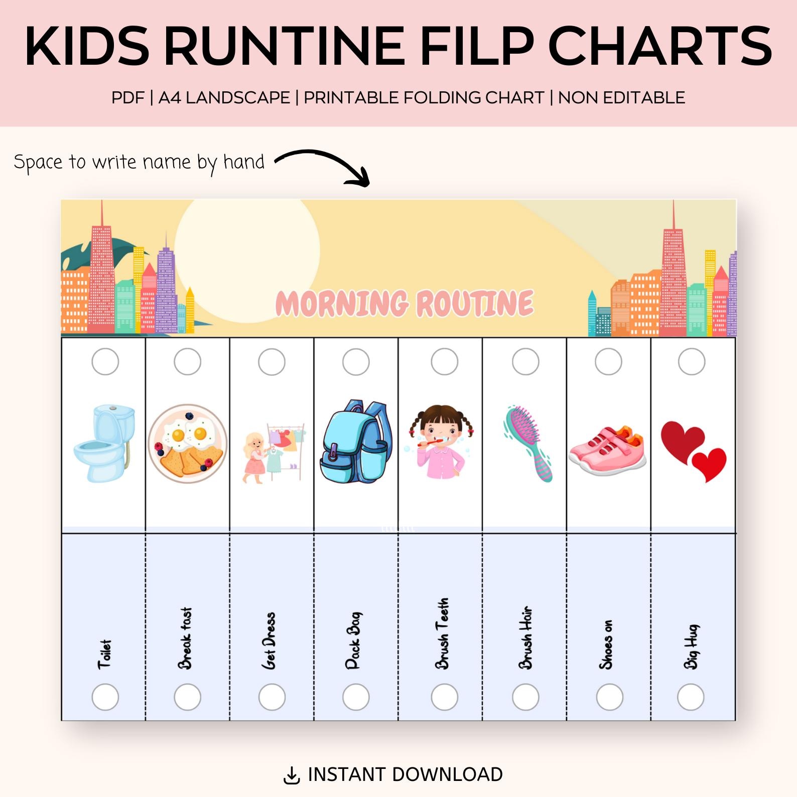 Morning Routine Chart Printable, Flip Chart, Morning Routine Flip Chart ...