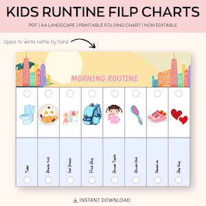 Morning Routine Chart Printable, Flip Chart, Morning Routine Flip Chart ...