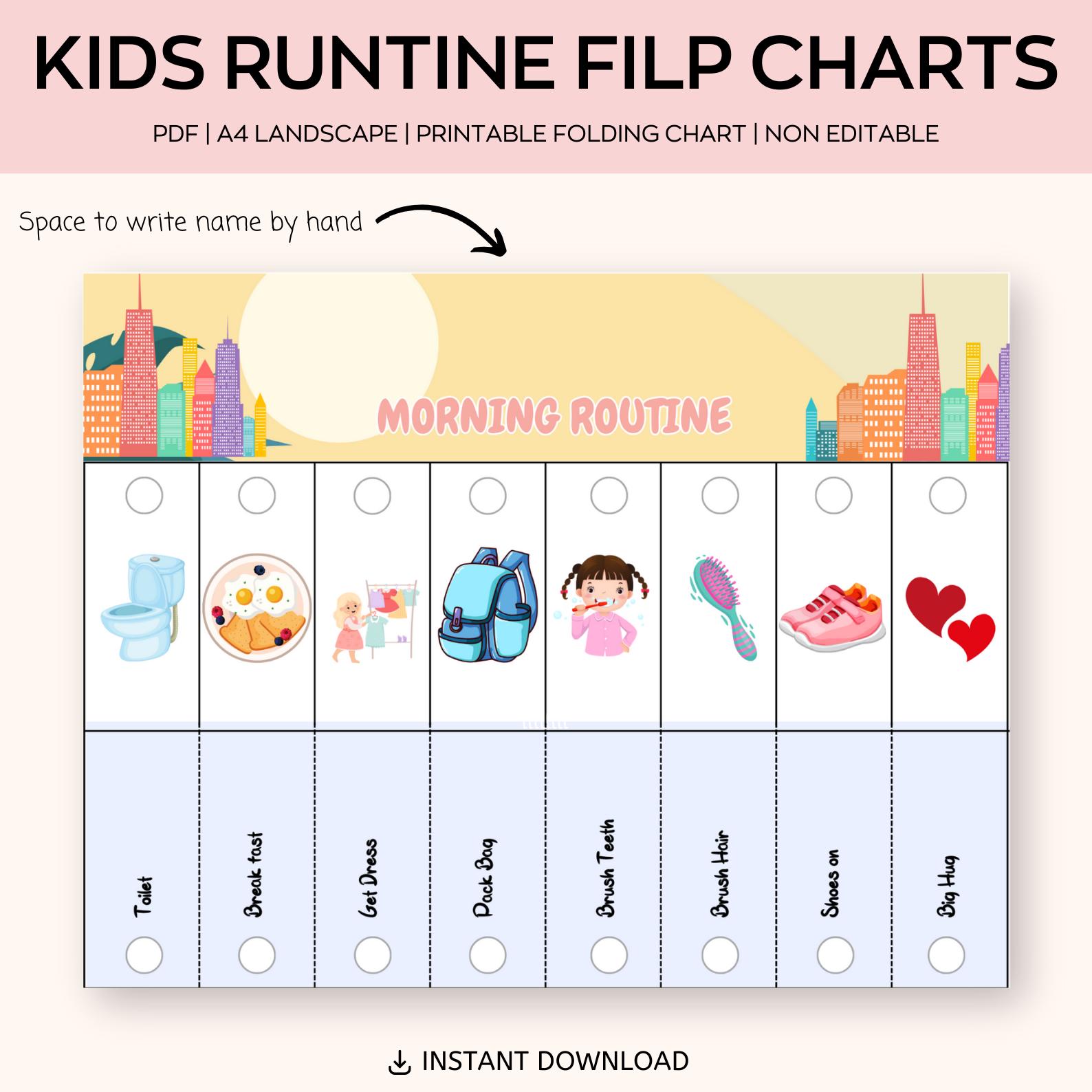 Morning Routine Chart Printable, Flip Chart, Morning Routine Flip Chart ...