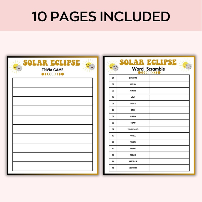 Solar Eclipse Games, Eclipse Worksheets Printable, Solar Activity Ideas ...