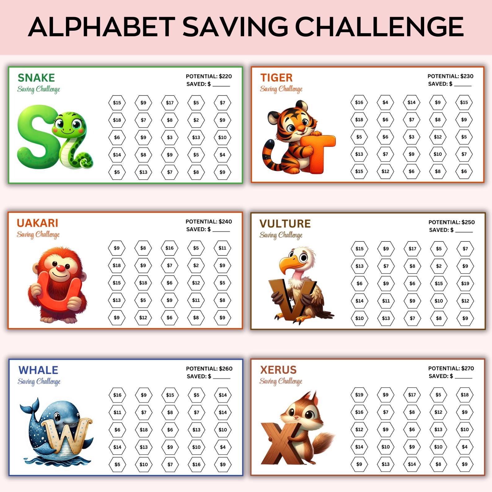 Alphabet Letter Savings Challenge Printable, Low-income Saving ...