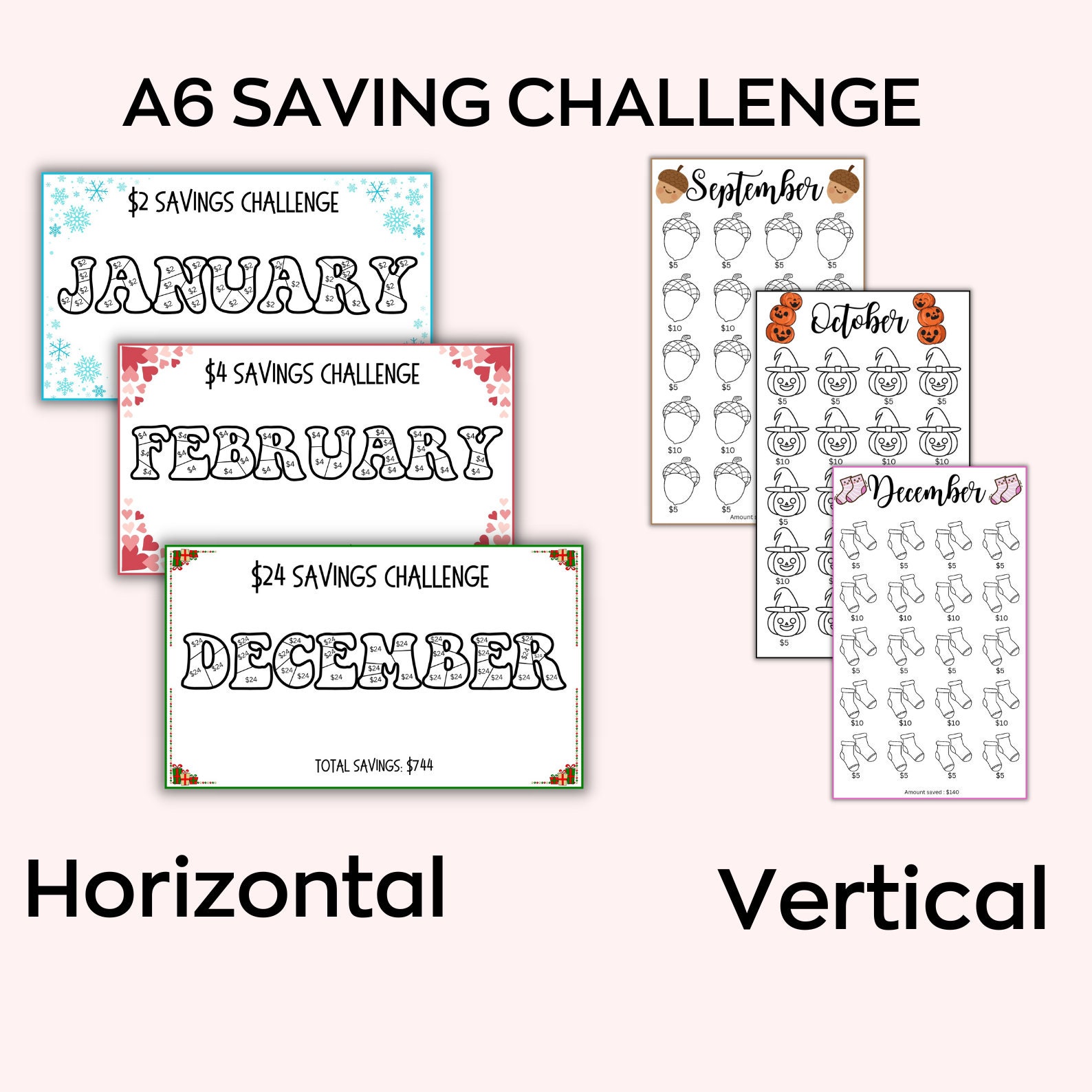A6 Monthly Savings Challenge Printable Mega Bundle, Mini Savings ...