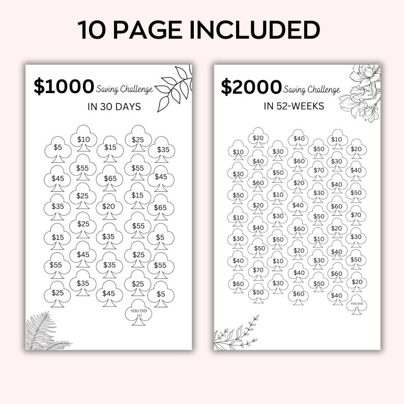 A6 Money Saving Challenge Bundle, Floral Savings Tracker Printable ...