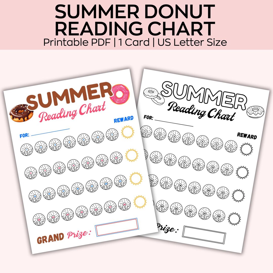 Summer Donut Reading Chart, SUMMER Reading Chart, Reading Tracker and ...