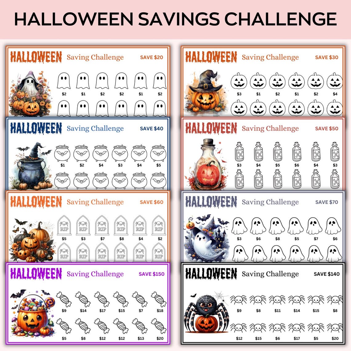 Halloween Savings Challenge Printable Mega Bundle, Spooky Saving ...