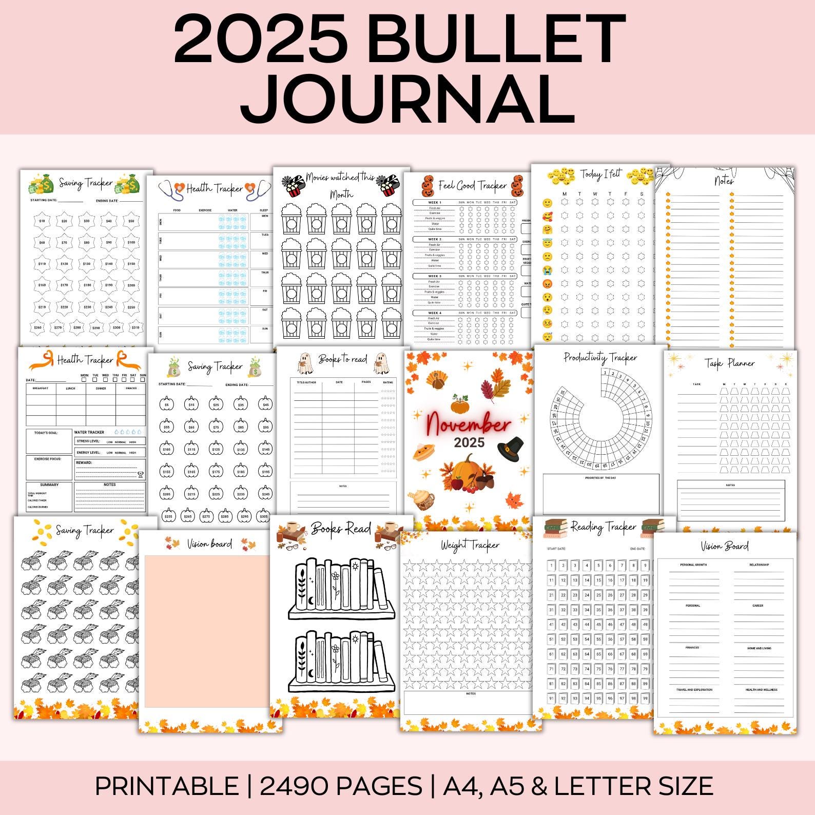 2025 Premade Bullet Journal Bundle, Undated Digital Bullet Journal ...