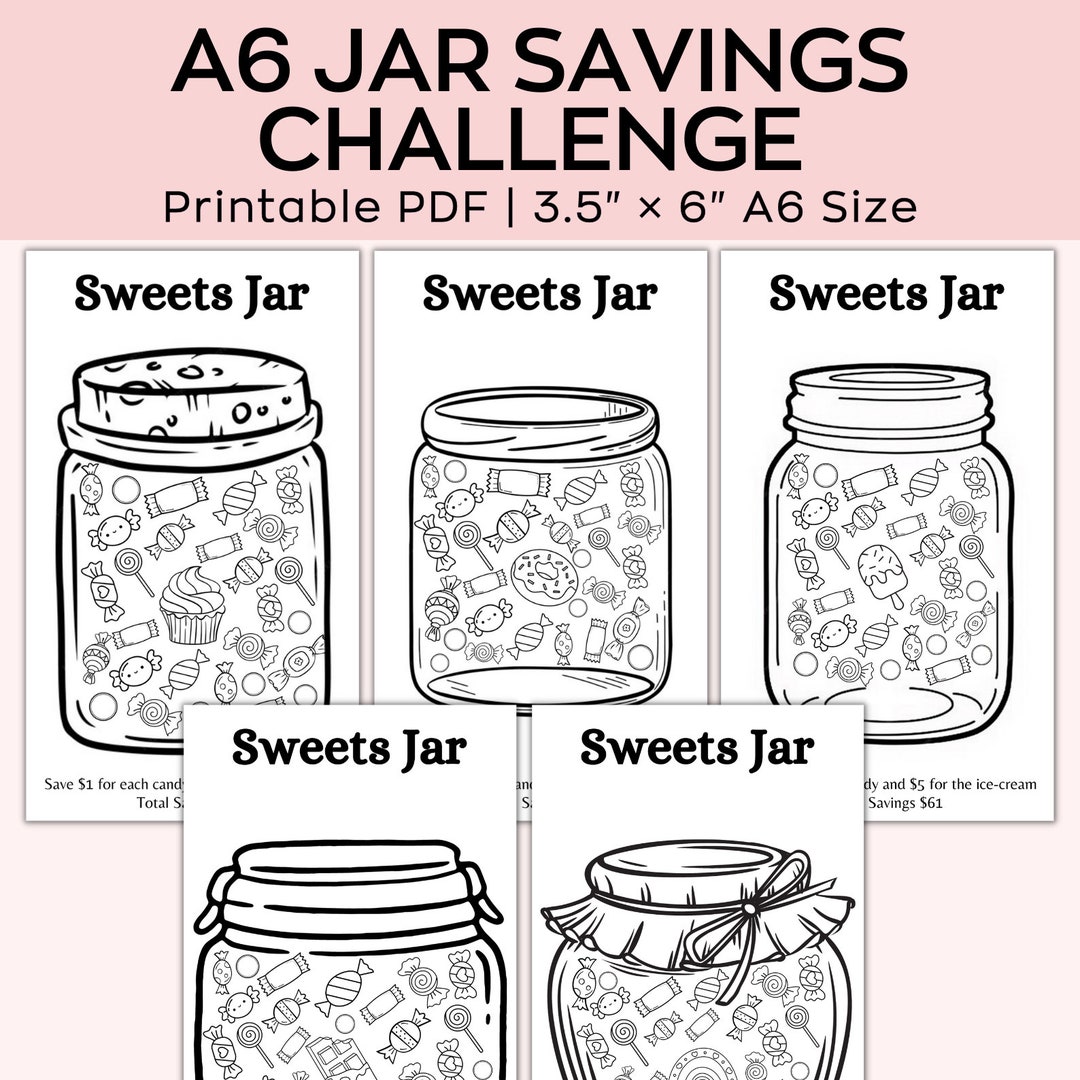 Sweets Jar Savings Challenge Printable, Counting My Pennies, Cash ...