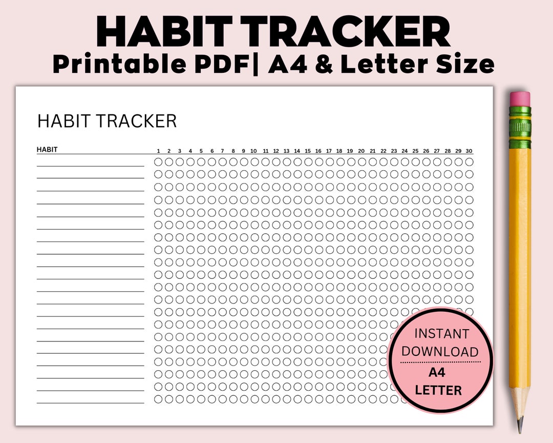 Monthly Habit Tracker Printable Routine Tracker 30 Day Habit - Etsy