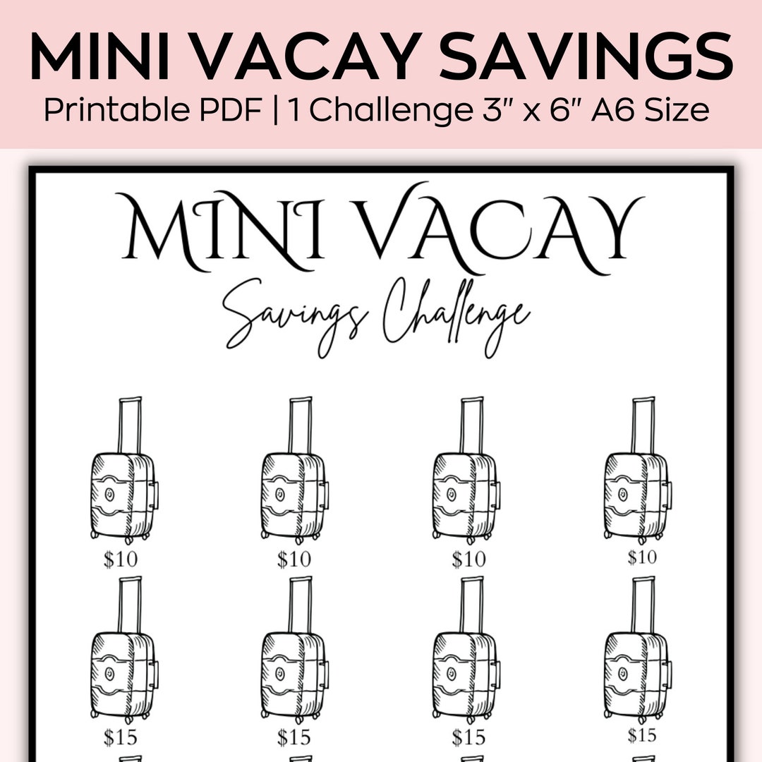 A6 Mini Vacay Fund Savings Challenge, Mini Savings Challenge, Save ...