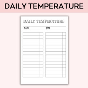 Temperature Log Tracker Bundle, Printable A5 Journal Page, Temperature ...