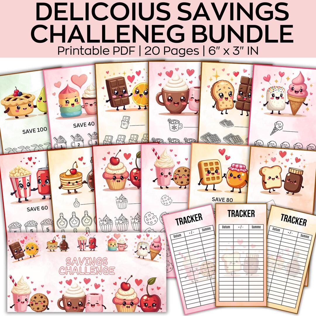 A6 Saving Challenge, Delicious Sweets Savings Challenges, Money Saving ...
