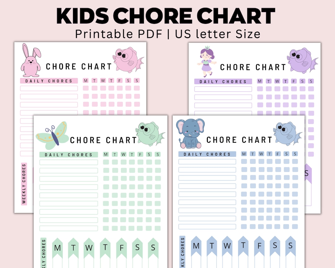 Editable Kids Chore Charts,multiple Kids Daily Checklist Canva,editable ...