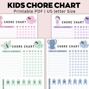 Editable Kids Chore Charts,multiple Kids Daily Checklist Canva,editable ...