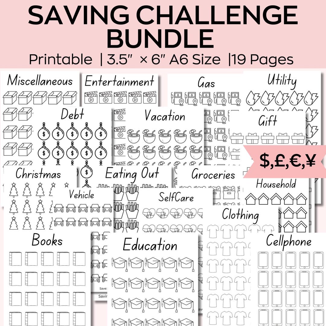 A6 Savings Challenge Printable, Customized Savings Challenge Bundle ...