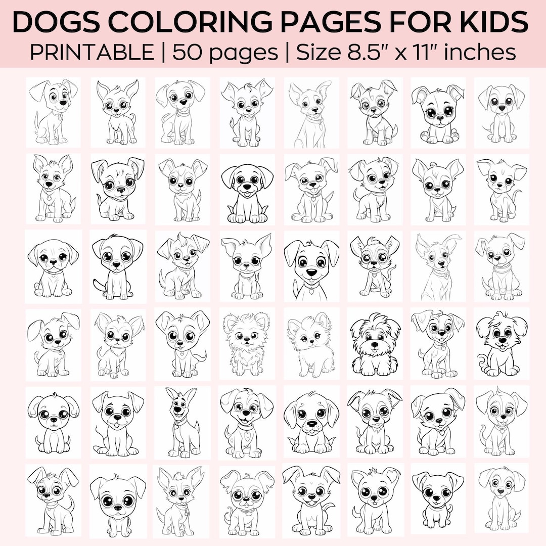 Cute Dogs Coloring Pages for Kids, Dog Coloring Pages, Kids Coloring ...