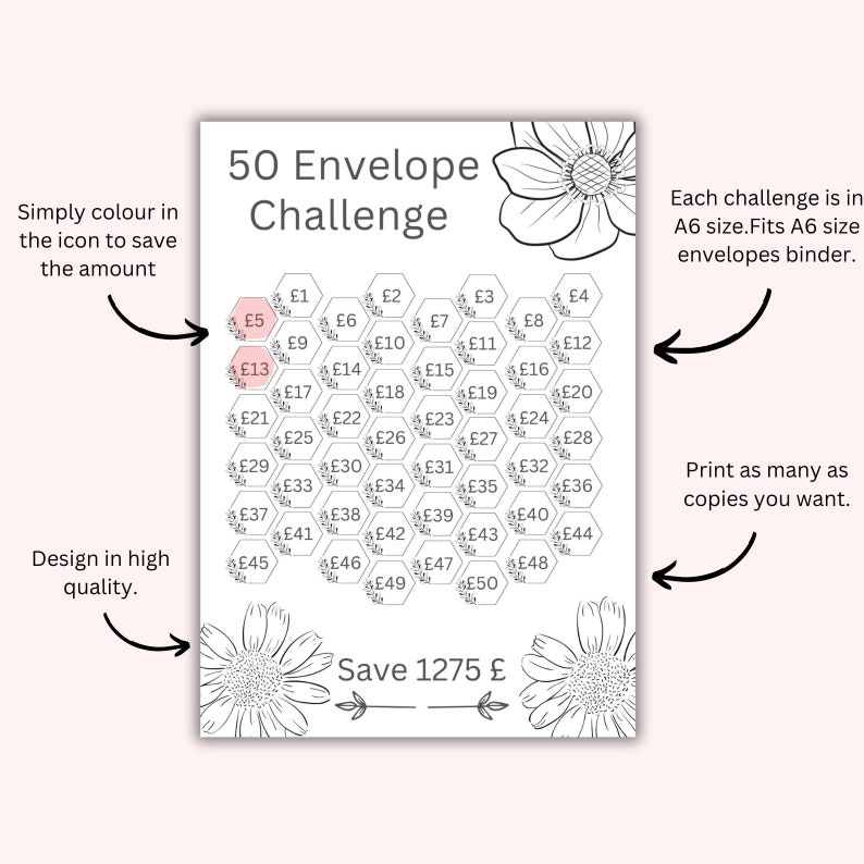 Pounds Savings Challenge Printable, Cash Budgeting Binder, Finance ...