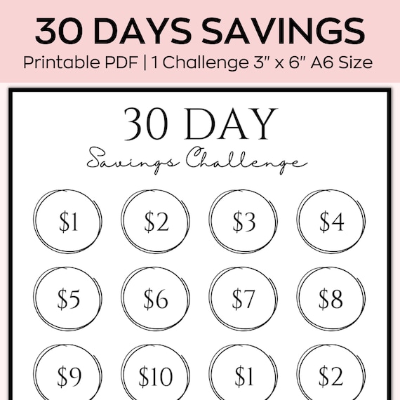 30 Day Money Challenge Chart