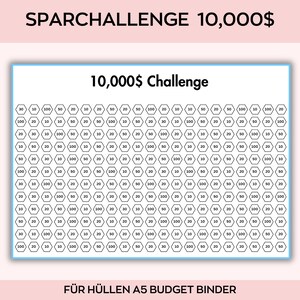 10000 Savings Challenge Printable, 10,000 Savings Challenge, Horizontal ...