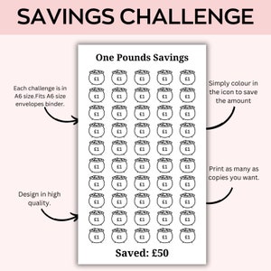Pound Savings Challenge Bundle, A6 Customize Savings Printable, 50 ...