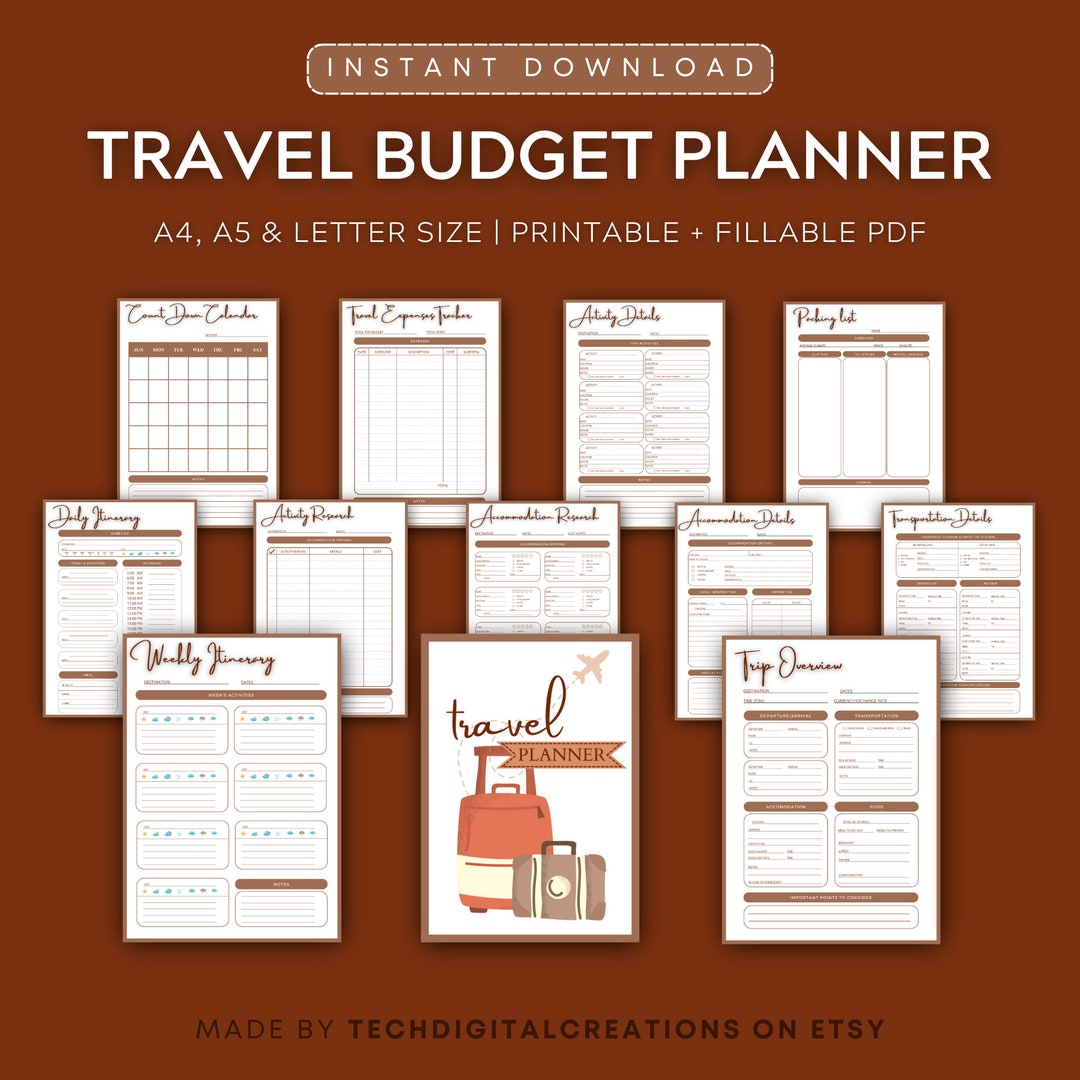 Printable Travel Itinerary, Travel Plan Printable, Printable Travel ...