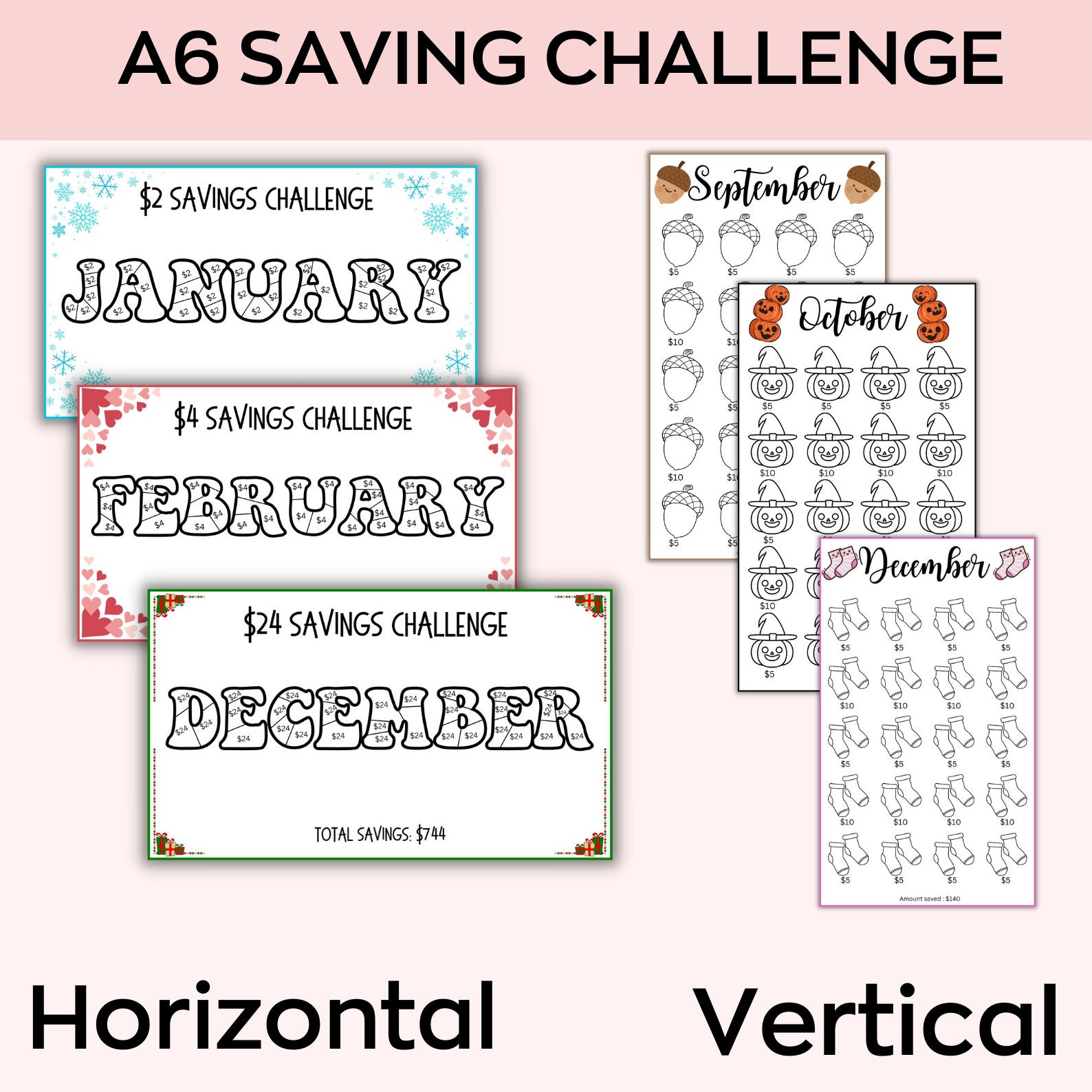 A6 Monthly Savings Challenge Printable Mega Bundle, Mini Savings ...