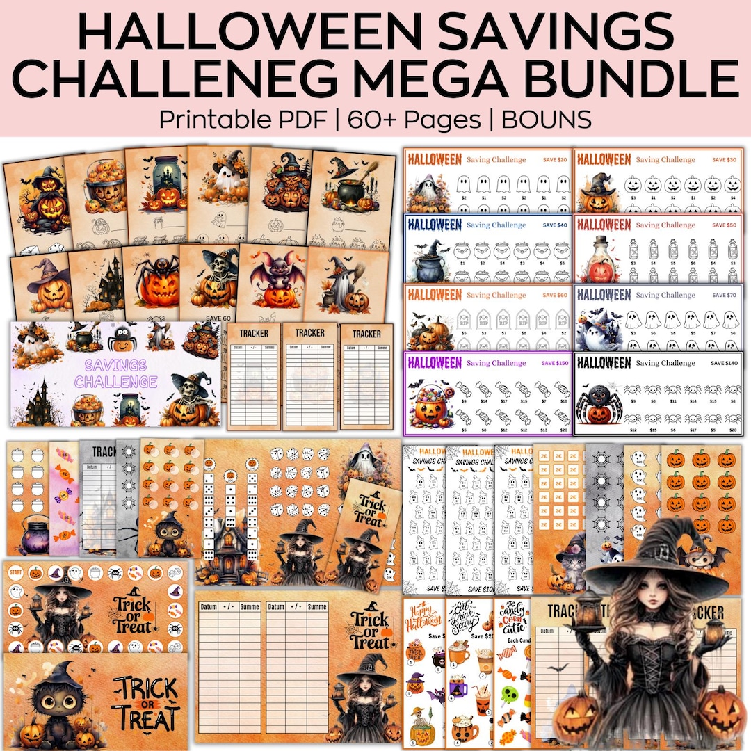 Halloween Savings Challenge Printable Mega Bundle, Spooky Saving ...
