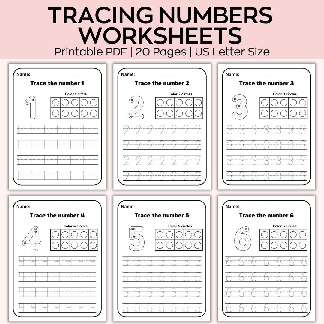 Number Tracing Worksheet, Pre-k Preschool Worksheet, Kindergarten ...