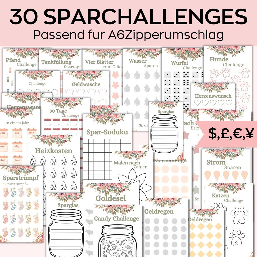 A6 Spar Saving Challenges, Customize Savings Tracker Printable, Cash ...