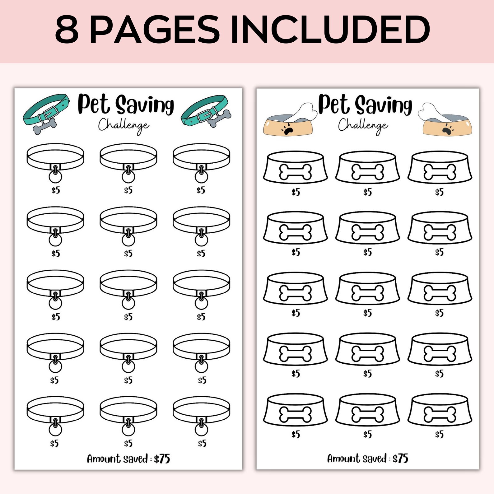 A6 Pets Saving Challenge, Cash Envelopes, Mini Pet Fund Savings ...
