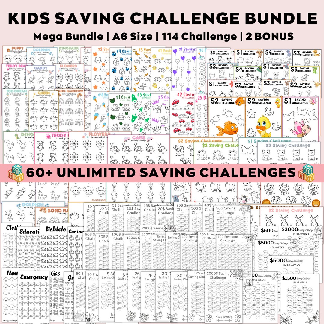 Ultimate Kids Savings Challenge Bundle, Mega A6 Flower Savings ...
