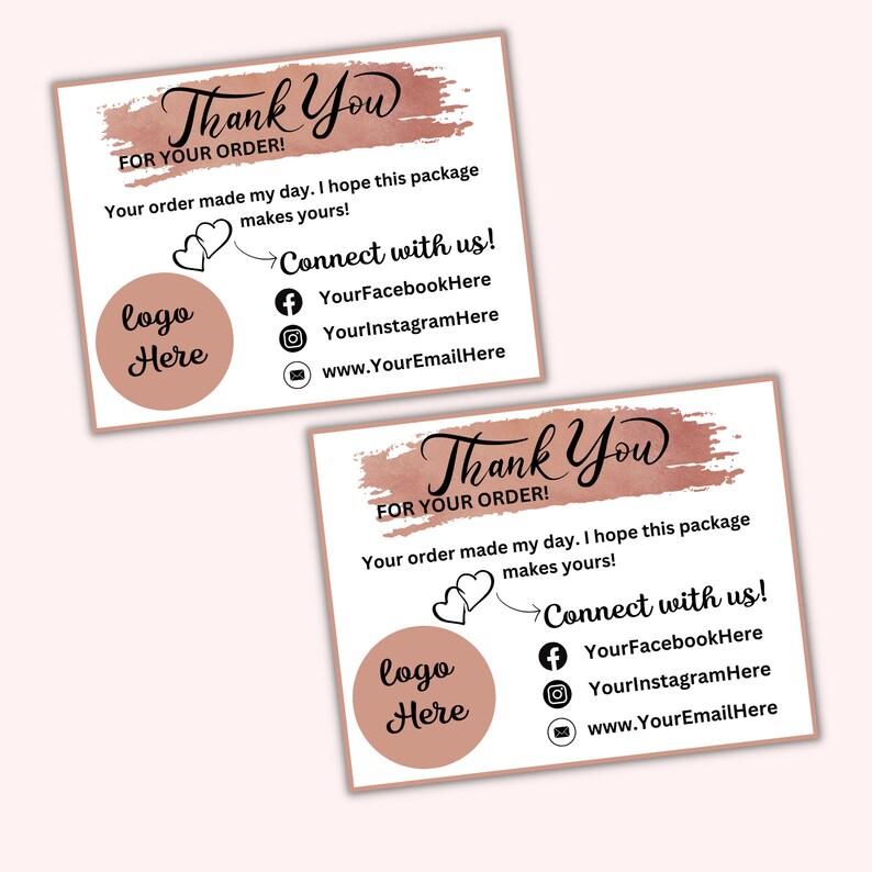 Small Business Thank You Card, Printable Customer Card, Custom Package ...