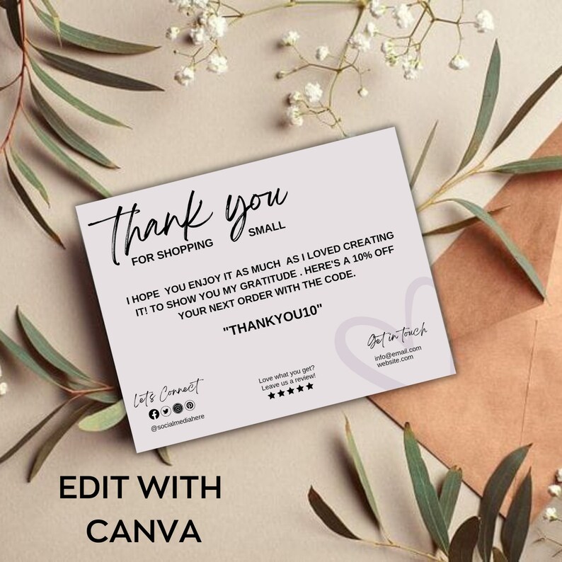 Small Business Thank You Cards,printable Customer Cards,custom Package ...