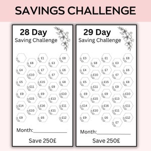A6 Pounds Savings Challenge Printable, Floral Savings Challenge , 12 ...