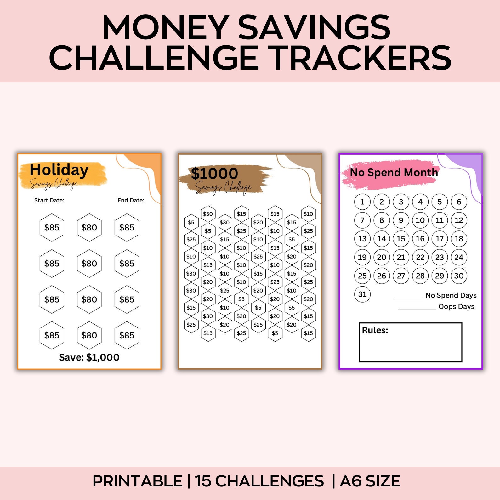 A6 Savings Challenge Printable,low Income Savings, A6 Mini Savings ...