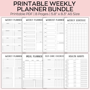 Weekly Printable Planner Bundle, Daily Planner, Weekly Schedule, Weekly ...