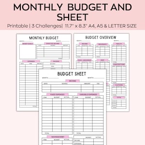Monthly Budget Planner Printable , Financial Journal , Monthly Budget ...