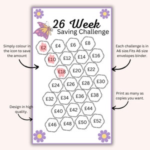 Pounds Savings Challenge Printable, Daisy Flower Saving Tacker,a6 Mini ...