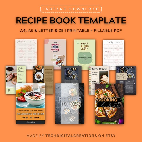 Recipe Book Template - Etsy