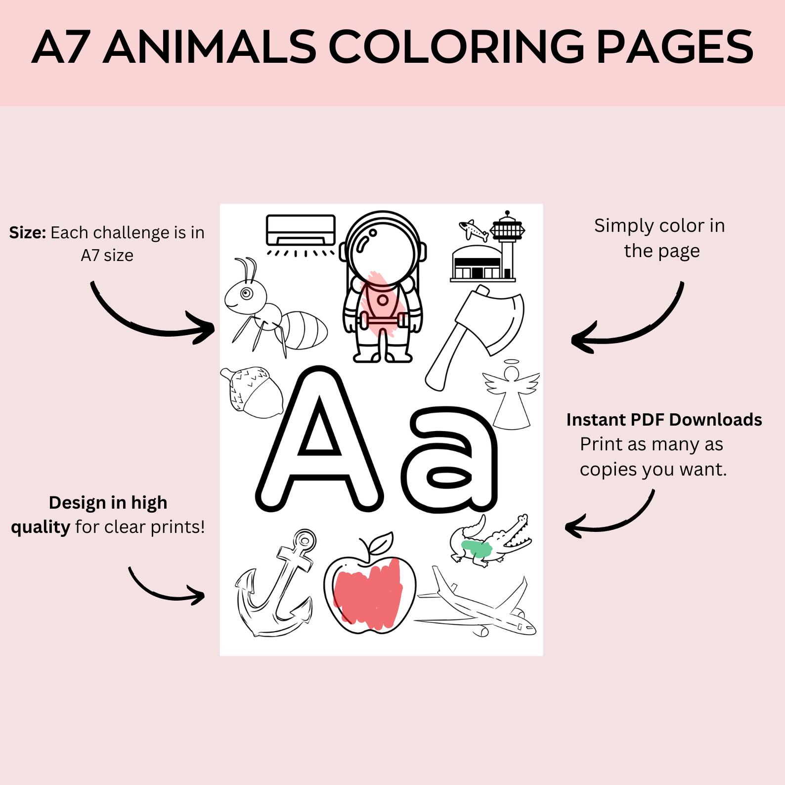 26 Pages ABC Baby Shower Coloring Book, Animal Coloring Book Printable ...