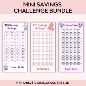12 Mini Savings Challenge Bundle, A6 Savings Tracker Printable, Money ...